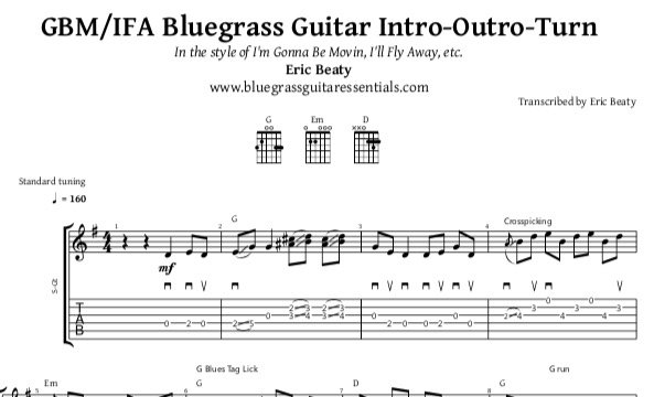 Bluegrass Guitar Tablature by Eric Beaty